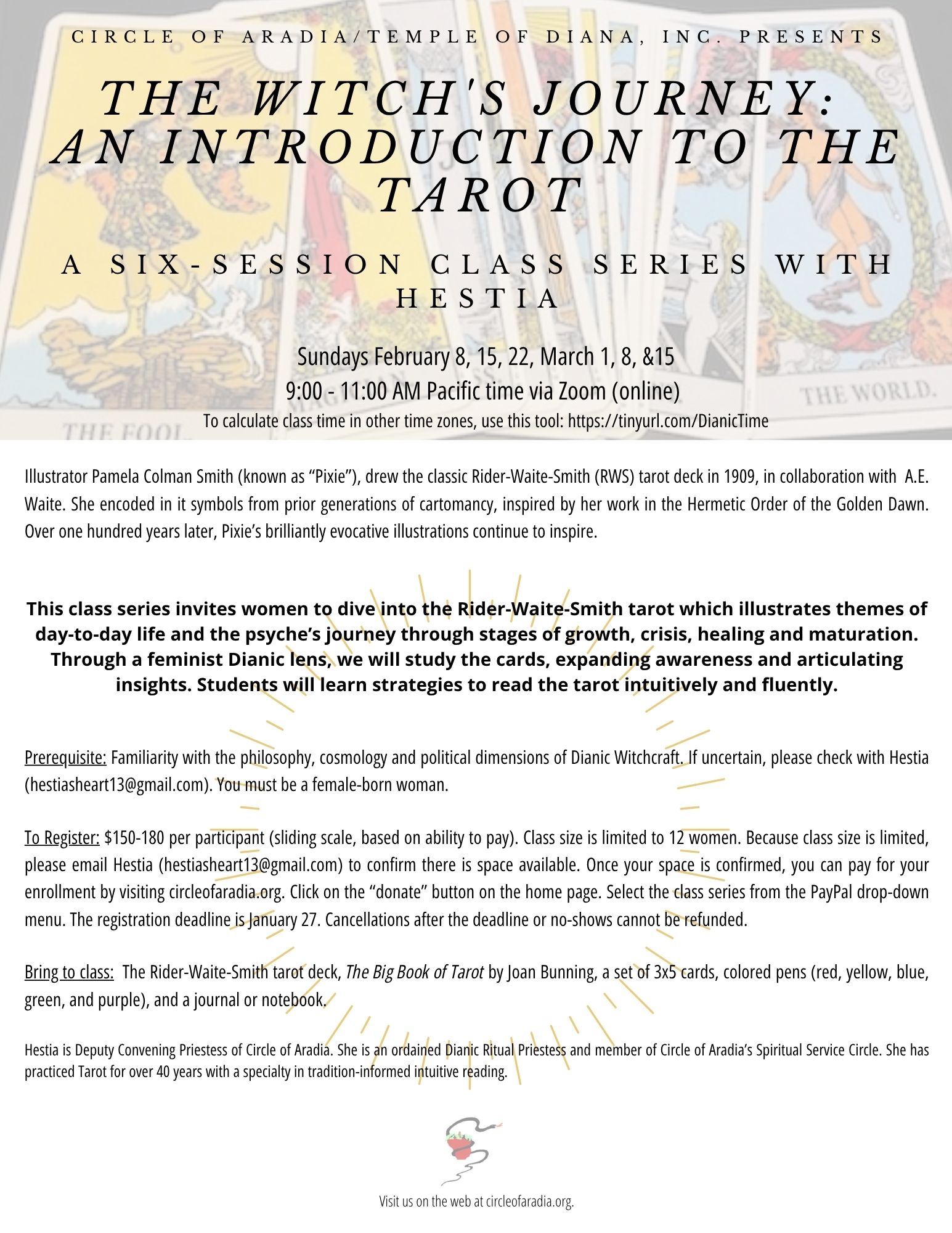 The Witch’s Journey: Intro to the Tarot – Circle of Aradia: Serving ...